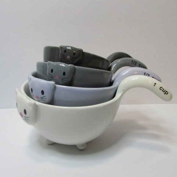 Kitchen | Cute Ceramic Cat Shaped Measuring Cup Set Kitty Kitten Baking ...